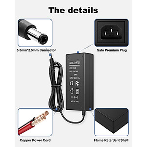 24V DC Power Supply Adapter 5A 120W 24Volt Power Adapter 100-240V 50-60Hz AC to DC Converter 24V5A Switching Power Supply Transformer, DC Outlet Plug 5.5mm x 2.5mm & 3-Prong AC Cable