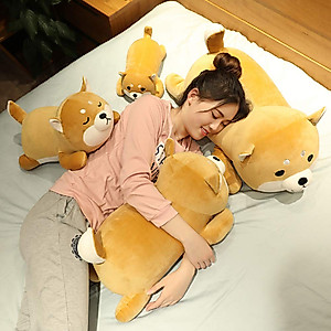 ERDAO Shiba Inu Plush Pillow,Soft Corgi Stuffed Animals Toy Cute Sleeping Puppy Doll Gifts for Kids (Smiling Eyes, 29.5 inch)