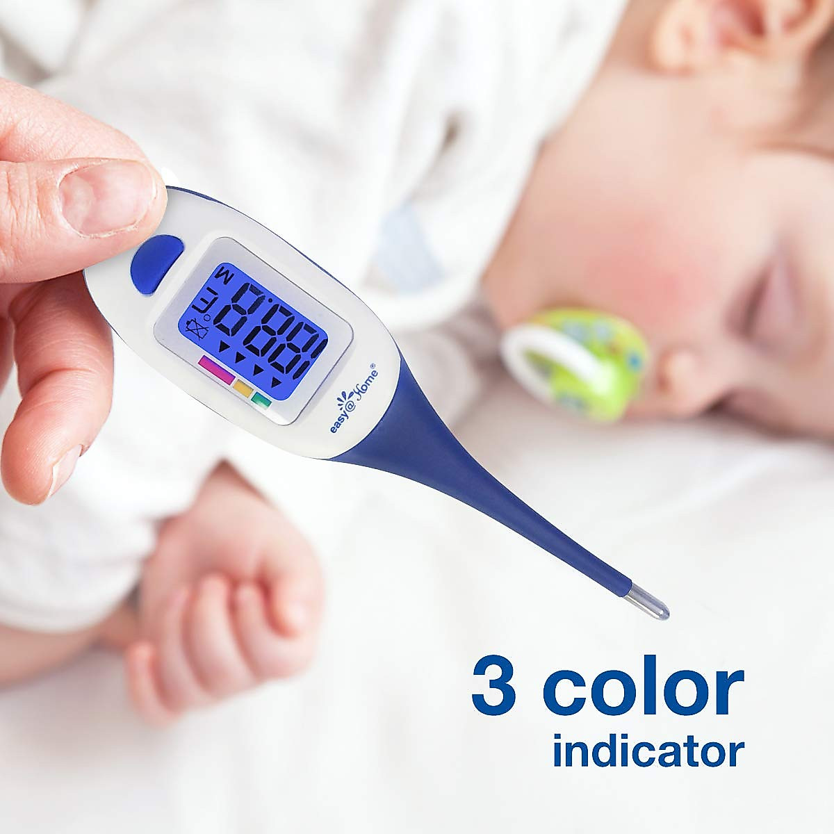 Digital Medical Baby Fever Oral Thermometer, Rectal or Axillary Underarm Body Temperature Measurement with Backlit LCD Display, Waterproof Flexible tip,Test Completion & Fever Alarm-EMT-026