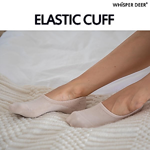 WHISPER DEER No Show Liner Socks Women - Size 4-7/7-10/10-13 Low Cut Invisible Cotton Sneaker Socks with Non Slip Grip (3/6/8 packs)
