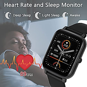 Pupuskyer Smart Watch, 1.7inchs Fitness Tracker with Heart Rate Monitor,Blood Oxygen Tracking, Sleep Tracking for Android iPhone Samsung,Water Resistant Smart Watches for Men Women with Watch Talking