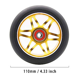 2PCS Replacement 110mm Pro Scooter Wheel with Abec 9 Bearings Fit for MGP/Razor/Lucky Pro Scooters (Gold)