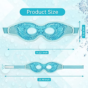 2 PCS Ice Eye Mask Reusable Ice Pack for Eyes,Hot Cold Compress Gel Bead Cooling Eye Mask with Eye Hole for Puffiness/Dark Circles/Eye Bags/Dry Eyes/Headaches/Migraines/Stress Relief (Blue)