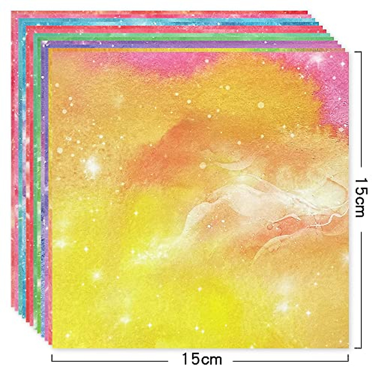 Origami 6x6 Paper Kit 50 Sheets 12 Vivid Colors Double Sided Printed Traditional Patterns Square for Arts Crafts Projects, Gradient Colors