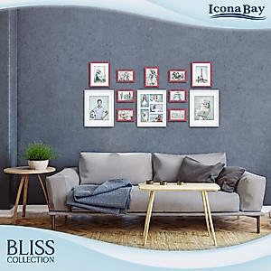 Icona Bay 8x10 Picture Frames with Removable Mat for 5x7 Photos (Red, 5 Pack), Modern Style Wood Composite Frames, Table Top or Wall Mount, Bliss Collection