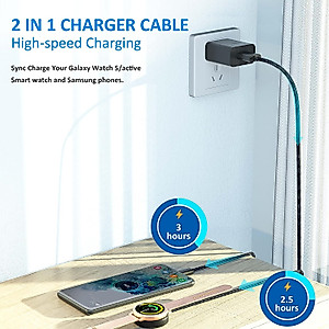 Galaxy Watch 6 Charger Compatible with Samsung Galaxy Watch 6/6 Classic/5/4/3/Active, USB C Charging Cable for Galaxy S23/S22/S21/S20/S10/Note 20/10/9/Buds, 2 in 1 4FT Wireless Charger Dock Cord