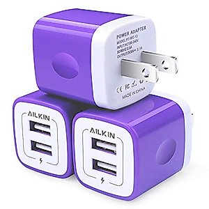 3Pcs Wall Charger Cube 2.1A Dual USB Charger Station USB Plug AC Adapter Base Box Plug Cube for iPhone 15 14 13 12Pro/11/SE/X/XS Max/8/7 Plus/6S, iPad Pro Air/Mini, Samsung Galaxy, Block Box Brick