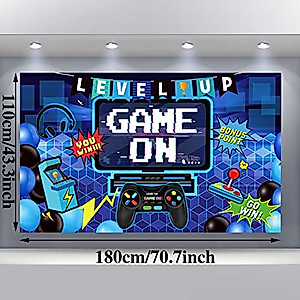 Video Game Party Decoration Video Gaming Photo Backdrop Background Birthday Photo Banner Gamer Room Decor for Game Fans Video Gamer Party Decoration Supplies, 70.9 x 43.3 Inch