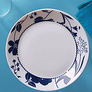 Corelle Everyday Expressions 4-Pc Salad Plates Set, Service for 4, Durable and Eco-Friendly 7-1/2-Inch Plates, Higher Rim Glass Lunch Plate Set, Microwave and Dishwasher Safe, Rutherford