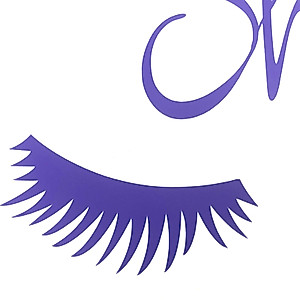 Maydahui 2 PCS Eyelash Wall Decal 14 Inch Salon Home Sign Decor Black Purple Shh Sleep Eyes Art Vinyl Mural Wall Sticker for Living Room Bedroom Easy to Paste