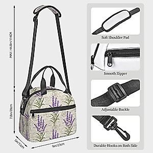 Vintage Lavenders Floral Lunch Bag Reusable Insulated Lunch Tote Bag Lunchbox Container With Adjustable Shoulder Strap For Office Work School Picnic Travel