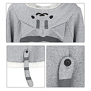 KINOMOTO Game Cat Atsume Hooded Cape Cosplay Costume Gray Cat Cotton Cloak Poncho