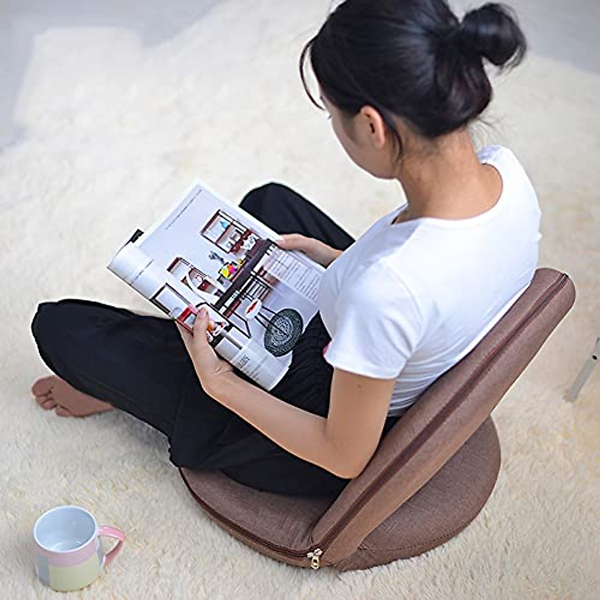 LIUZH Lazy Sofa Tatami Folding Cushion Sofa Foldable Single Small Sofa Bed Living Room Esports Game Seat Home Chair (Color : Coffee)