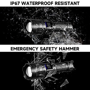 Rechargeable Flashlights High Lumens, 950000LM Powerful Tactical Flashlights, 5 Modes LED Flashlight Adjustable, Brightest Flashlight Waterproof, Handheld Flash light for Emergencies, Camping, Hiking