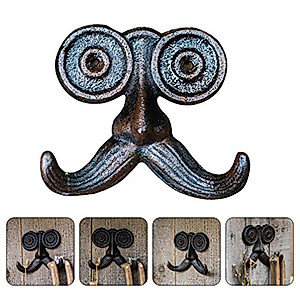 Hemoton Decorative Wall Hook Mustache Made of Cast Iron Decorative Key Hook or Wall Mounted Coat Hanger Double Coat Holder for Keys Coats