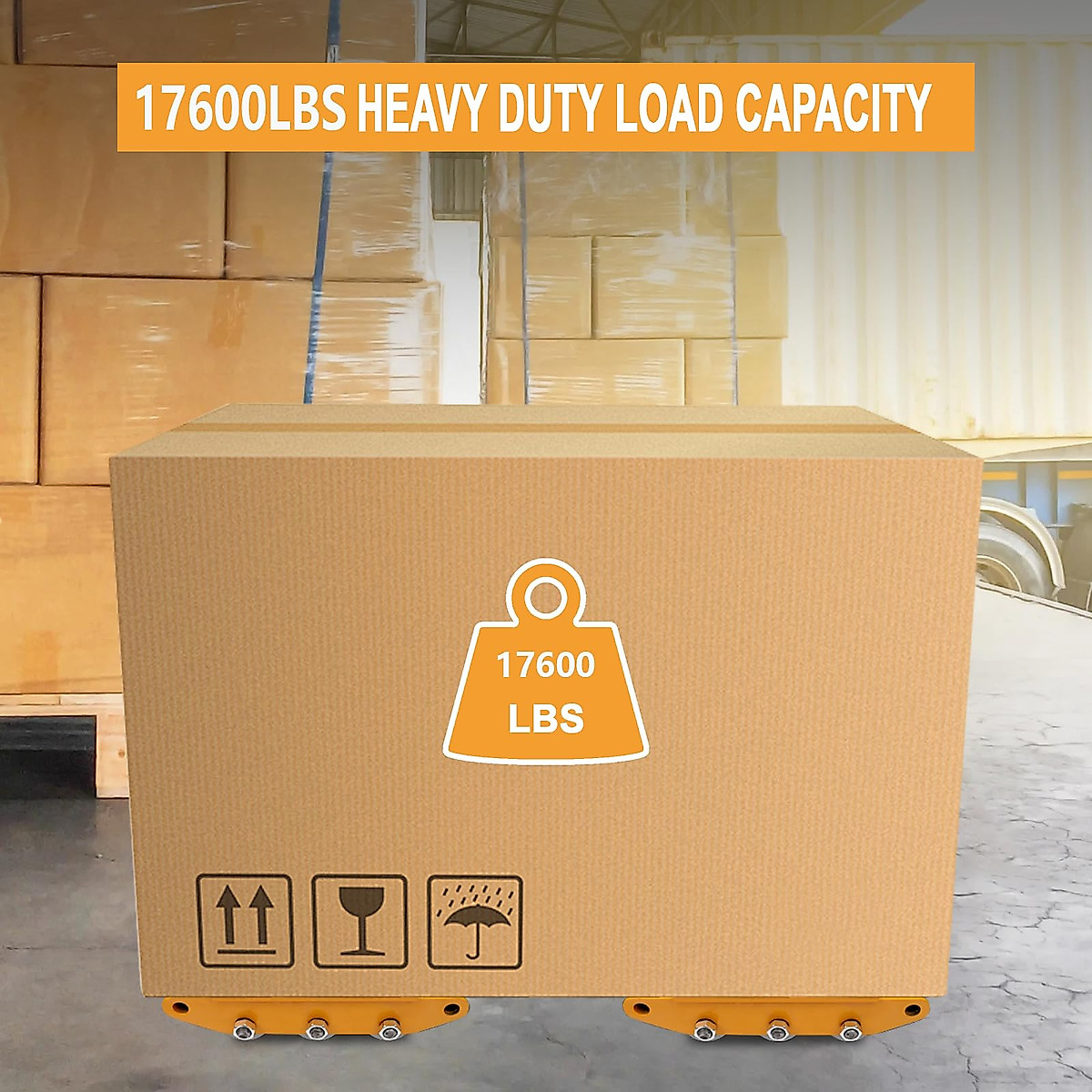 FAHKNS Machine Skates 17600 LBS, 360° Rotation Disc Machinery Moving Skate with 6 Steel Rollers, Heavy Duty Industrial Machinery Mover Skate for Warehouse, Workshop Moving Equipment, Yellow