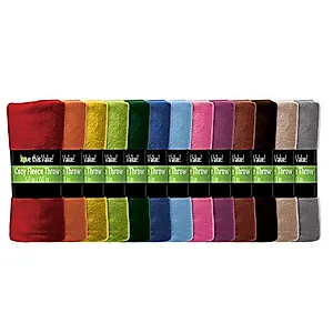 Imperial Home 50x60 Soft Fleece Throw Blanket, Throw Blanket for Couch, Travel, Bed, Any Room, Travel Essentials, Fleece Travel Blanket, Lightweight Blanket, Throws, Cozy Blanket (Assorted Colors)