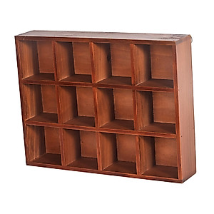 Solid Wood 12 Compartment Display Stand for Miniatures and Collectibles, Style A