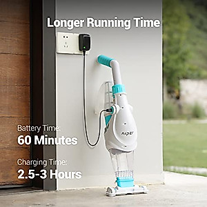 AIPER Cordless Pool Vacuum, Handheld Rechargeable Swimming Pool Cleaner, 60 Mins Running Time, Deep Cleaning & Strong Suction Ideal for Above & In-ground Pools, Hot Tubs, Spas-Pilot H1