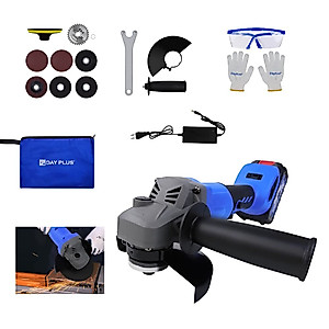 21V Cordless Grinder Kit,10000 RPM Brushless Motor Cordless Angle Grinder with 3.0Ah Lithium Battery, Charger,2-Position Handle,Cutting and Grinding Wheels,Flap Disc, for Cutting, Polishing