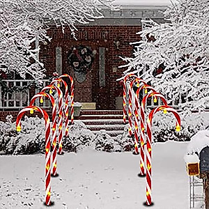 Christmas Candy Cane Lights,Christmas Candy Cane Lights， Christmas Yard Decorations， Outdoor Warm LED Home Garden Ground Plug Crutch New Year Christmas Decor