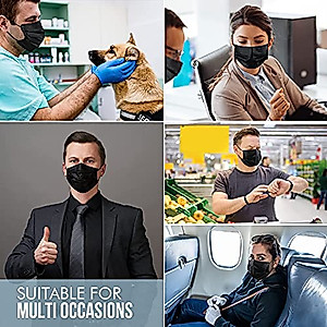 Black Disposable Face Masks, 100 Pack Black Masks Disposable, Disposable Face Masks for Adults