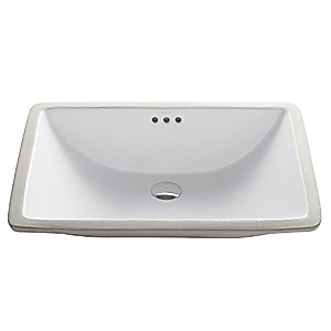 KRAUS Elavo 23-inch Rectangular Undermount White Porcelain Ceramic Bathroom Sink with Overflow, KCU-251