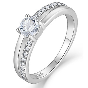 YL Solitaire Wedding Rings for Women 925 Sterling Silver Cubic Zirconia Statement Rings for Anniversary Engagement-size 5