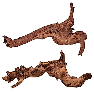 majoywoo Natural Large Driftwood for Aquarium Decor Reptile Decor, Fewer Branches 12.5-18" 2Pcs