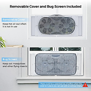 shinic 9" Twin Window Fan with Remote Control,Reversible Airflow,Removable Cover,3 Speeds, 3 Modes, Expandable Panels (From 24" to 37"),ETL Certified, White