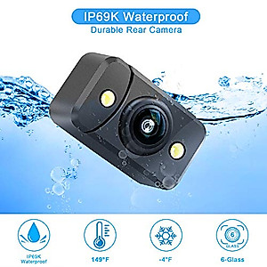 DALLUX Wireless Backup Camera with Stable Digital Signal,5 Inch Monitor+HD 1080P Front/Rear View Night Vision Waterproof Camera for Car,Pickup,Truck,RV,SUV,Van,Camper License Plate Easy Installation