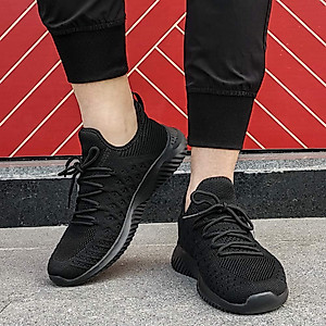Feethit Mens Slip On Walking Shoes Lightweight Breathable Non Slip Running Shoes Comfortable Fashion Sneakers for Men Black Size 12