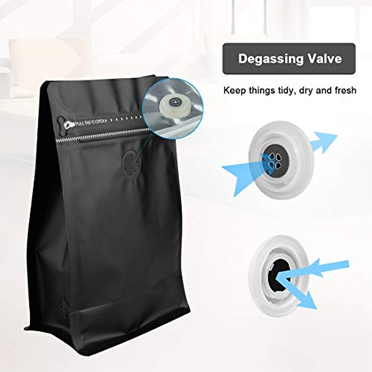 Coffee Bags 30 Pack Different Sizes 8oz 16oz 32oz Resealable Stand Up Zip Lock Pouches Airtight Food Storage Bags Coffee Bean Flower Tea Snack Dried Fruit Food with Degassing Valve (BLACK)