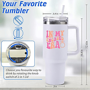 In My Engaged Era Tumbler - 40 oz Insulated Cup with Handle & Straw - Bride to Be Gifts, Engagement Gifts for Women, Newly Engaged Gifts, Funny Fiance Coffee Mug, Wedding Bridal Shower Present