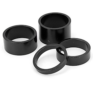 VBESTLIFE 4Pcs/Set Headset Spacers Aluminum Alloy Front Fork Washer 5 10 15 20mm Headset Stem Washer Gasket Replacement for Mountain Road Bike(Black) and Spare Parts