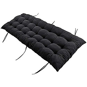 WanJing Outdoor BenchSettee Cushion with Ties,Cotton Garden Furniture Loveseat Cushion Patio Non-Slip Lounger Chair Back Cushion,Bench Pallet Couch Outdoor Cushion,Washable, C Black, 48x20 inch