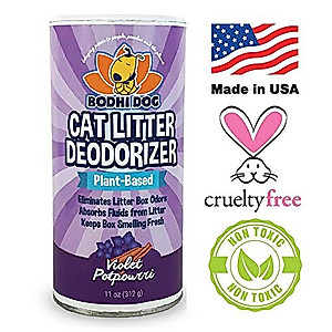 Bodhi Dog Natural Cat Litter Box Odor Eliminator – Best Litter Deodorizer for Strong Urine Odor – Fewer Cat Box Changes – Safe for Kitty Boxes - Violet Potpourri Scent