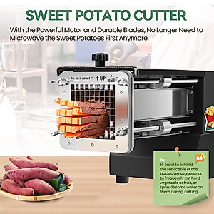Huanyu Commercial French Fry Cutter Machine Electric Potato Cutter Professional Stainless Steel Fry Cutter with 2 Blades for Potato, Sweet Potato, Carrot, Apple (Black)