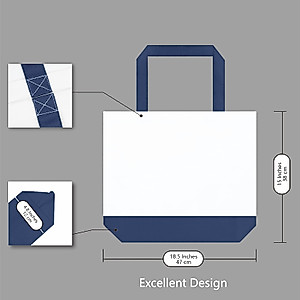 TOPDesign 1-Pack Super Strong Large 12oz Cotton Canvas Tote Bag, Reusable Grocery Shopping Cloth Bag, Fashionable Two-Tone Totes for Crafts, DIY Your Creative Designs