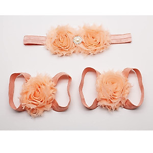 CellElection 8 Colors Baby Headbands Barefoot Sandals Set Rhinesotnes Flower Hairbands Foot Bands Photo Prop Hair Accessories for Newborns Infants Toddlers…