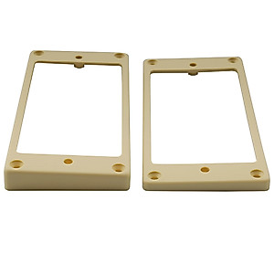 Musiclily Pro Plastic Humbucker Pickup Ring Flat Bottom Neck Bridge Pickup Frame Set for Electric Guitar, Cream