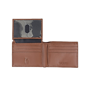 Steve Madden Men's Leather Wallet Extra Capacity Attached Flip Pockets, Cognac (Glove), One Size