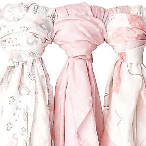 Kids N' Such Extra-Large Muslin Baby Swaddle Blanket, Mystical, 47 x 47, 3 Pack