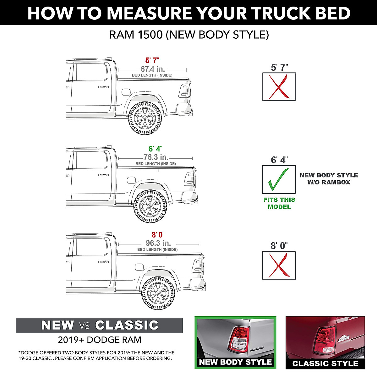 RealTruck TruXedo Pro X15 Soft Roll Up Truck Bed Tonneau Cover | 1486901 | Fits 2019 - 2025 Dodge Ram 1500, Does Not Fit w/ Multi-Function (Split) Tailgate 6' 4" Bed (76.3")
