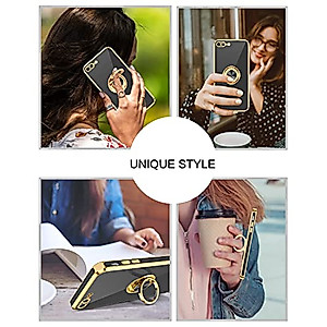 BENTOBEN iPhone 8 Plus Case, iPhone 7 Plus Case, Slim Fit Ring Holder Stand Magnetic Car Mount Supported Shockproof Protective Women Girls Men Boys Case Cover for iPhone 8 Plus/7 Plus 5.5", Black/Gold