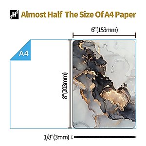 Hokafenle Small Mouse Pad, Mini Mousepad with Washable Lycra Cloth, Computer Mouse Pads for Wireless Mouse, Non-Slip Rubber Base Mousepads (6 x 8 Inch, Black Gold Marble)
