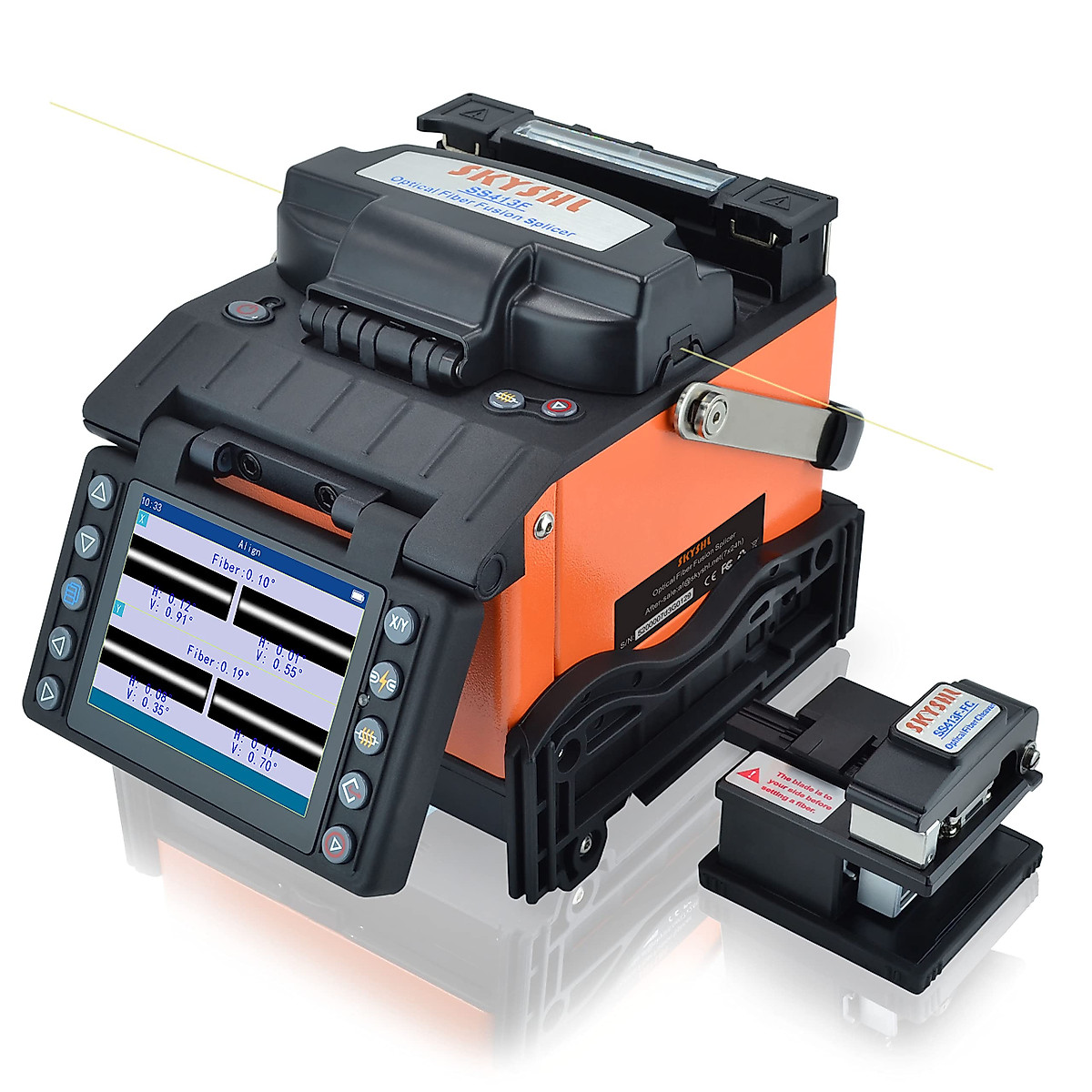 SKYSHL Fusion Splicer With 8PCS Electrodes Fiber Cleaver Tool Kit Automatic Focus SM MM DS NZDS Core Alignment Optical Fiber Splicing Welding Machine (SS413F-411)