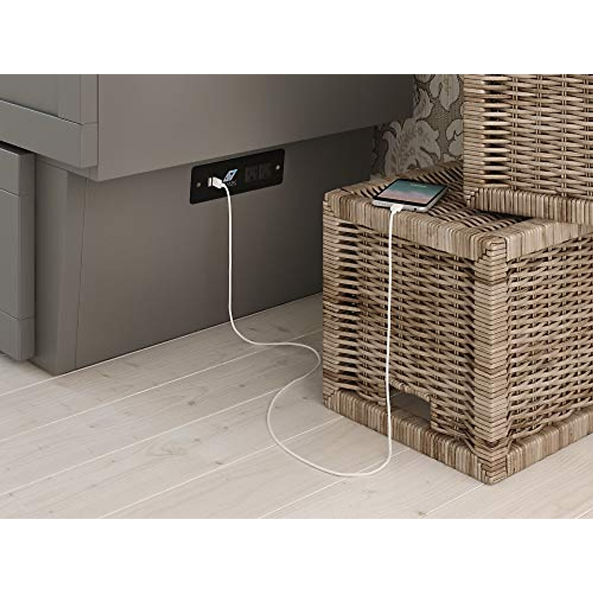 AFI Monroe Murphy Bed Chest with Charging Station, Queen, Grey