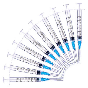 3ml/cc with 23 Gauge 1 Inch Lab Disposable Luer Lock Glue Applicator for Liquids Refilling, Dispensing Supplies, Pack of 100
