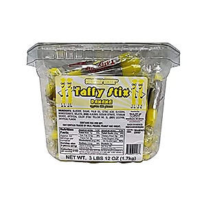 Sumthin' Sweet Taffy Stix Candy, Yellow, Banana Flavor,192 Pieces Tub - 3 lb 12 Ounces